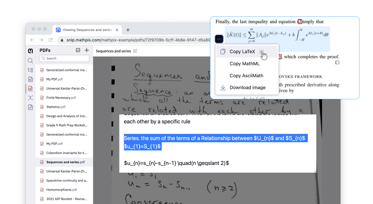 Copy text and math directly from source PDFs