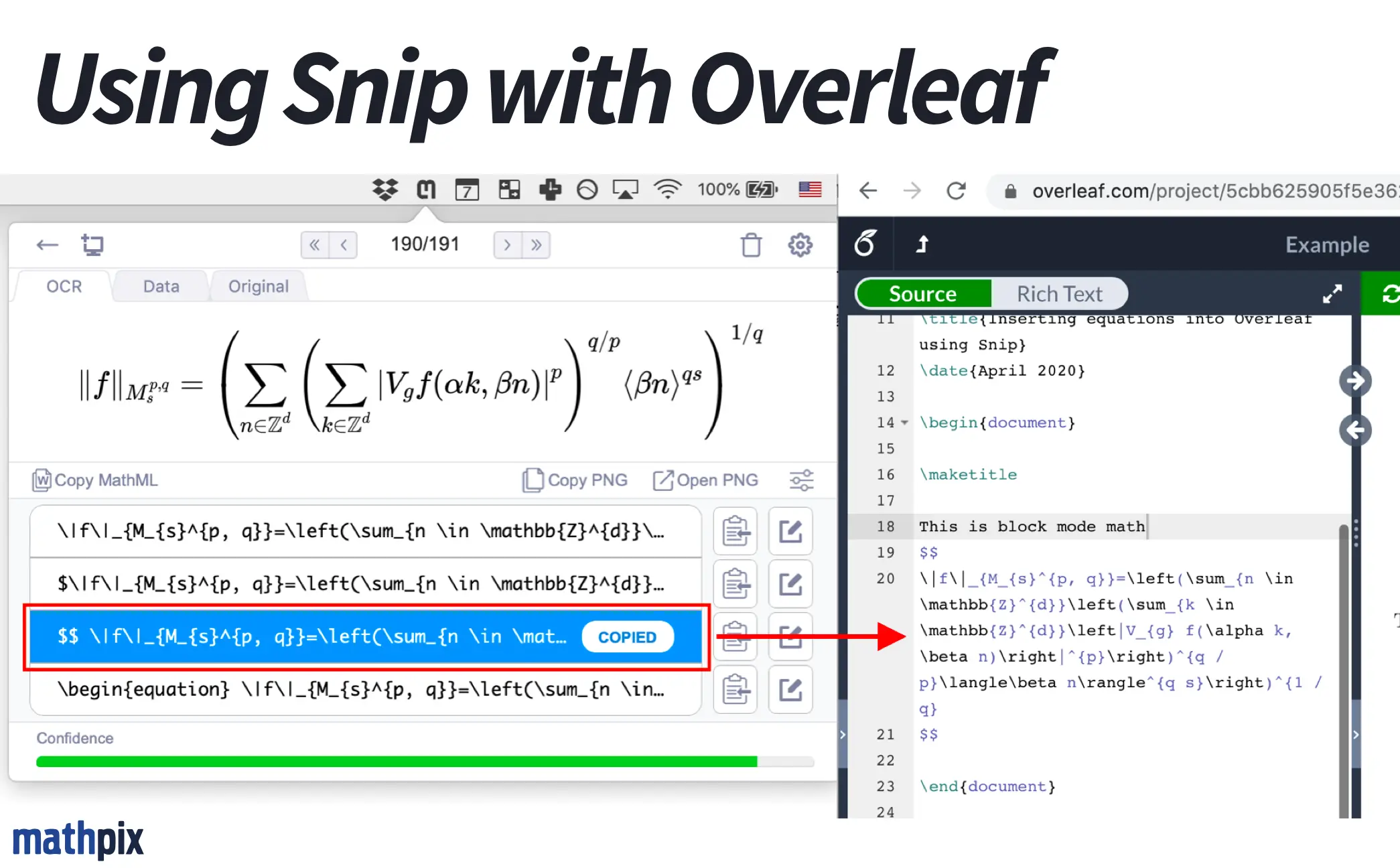 Snip with Overleaf